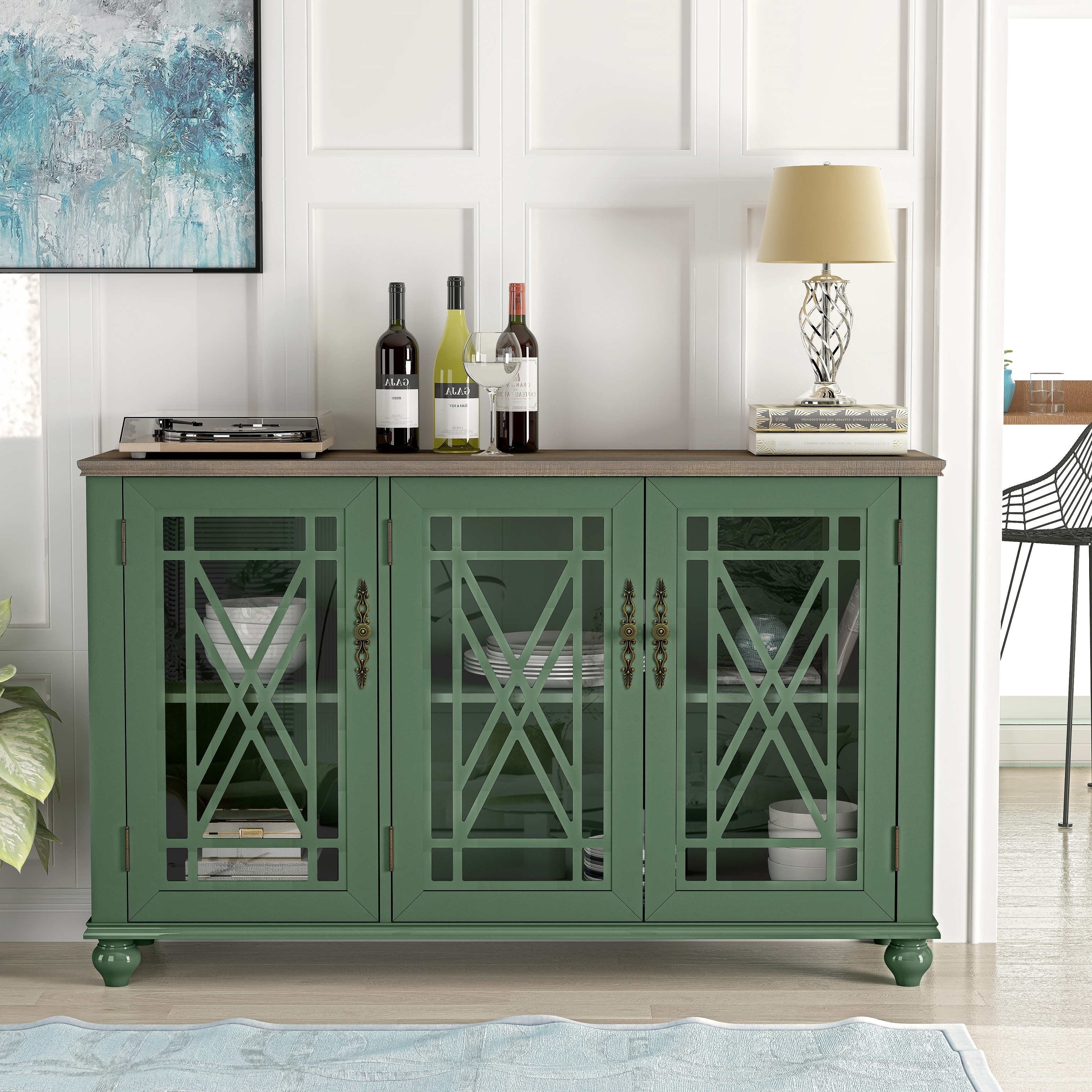 Sideboard Buffet Cabinets with Glass Door, Kitchen Storage Cabinets ...